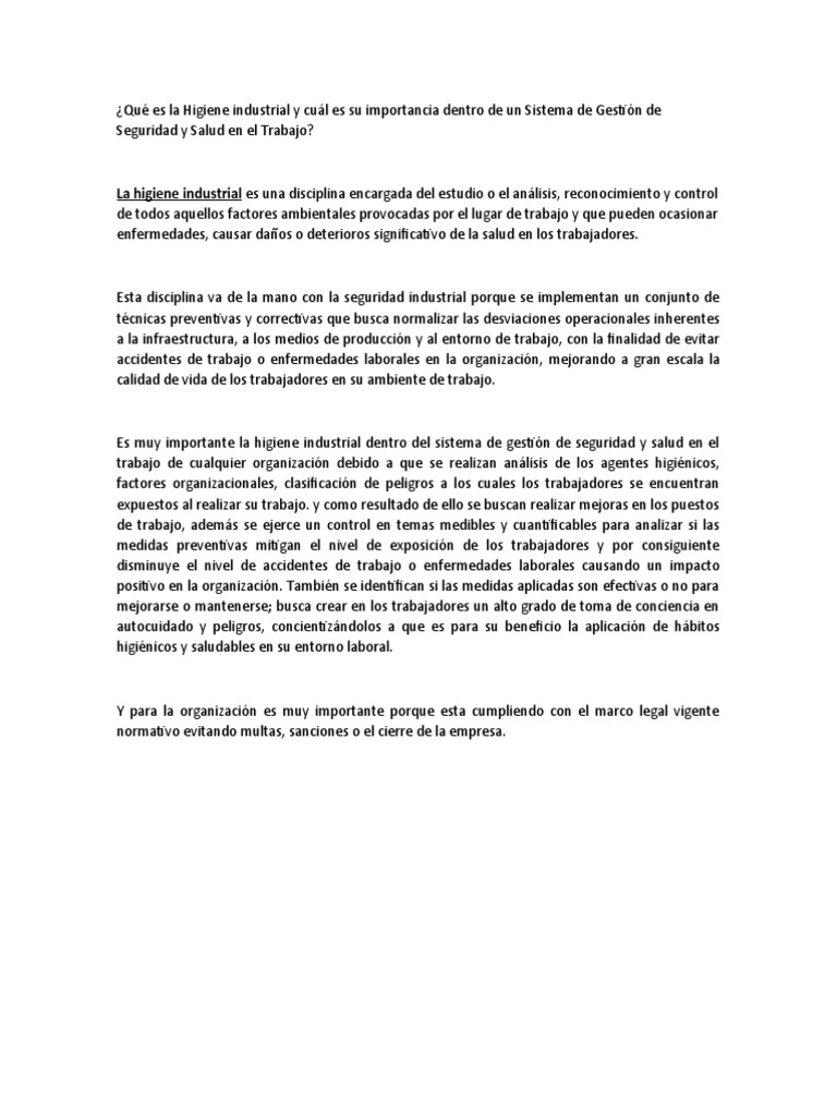 Foro 1. QUE ES LA HIGIENE Y SU IMPORTANCIA EN SGSST | PDF Foro 1. QUE ES LA HIGIENE Y SU IMPORTANCIA EN SGSST | PDF