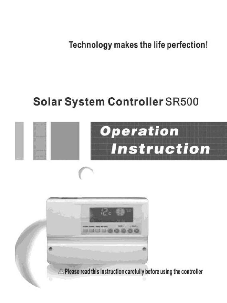 Solar Controller Specification SR500 | PDF | Thermostat | Water Heating