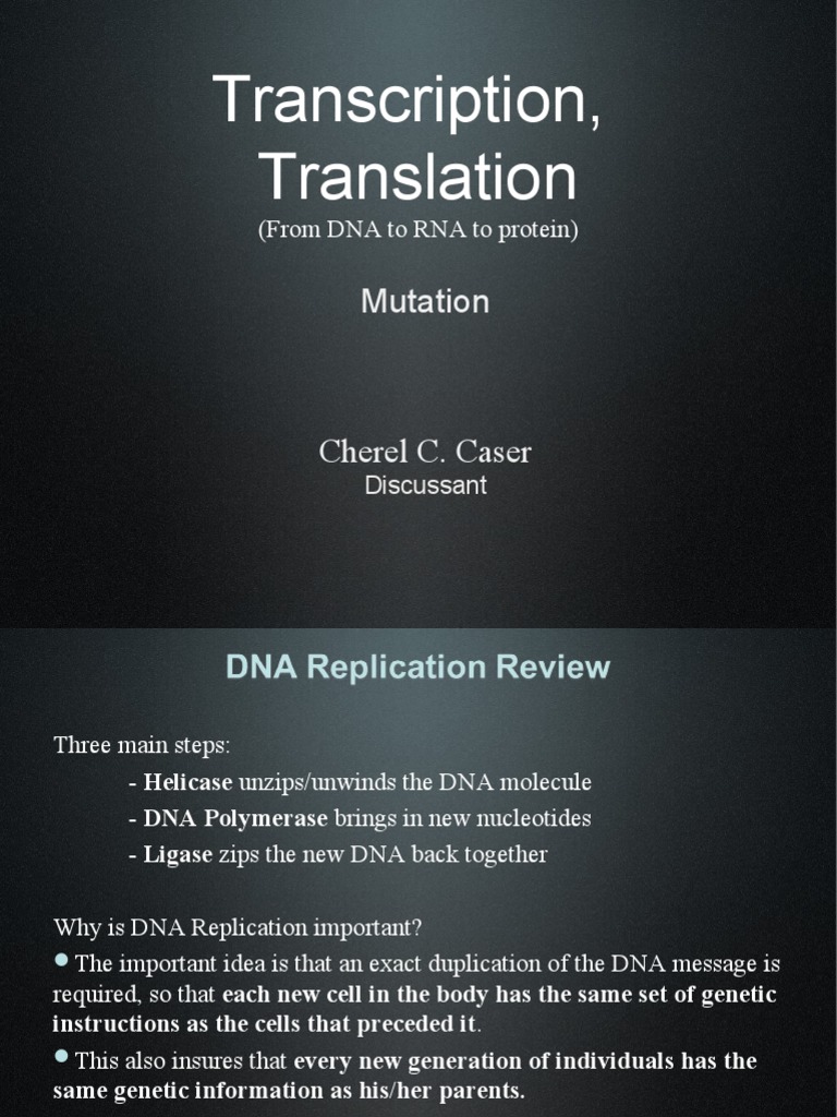 Transcription, Translation: Mutation | PDF | Translation (Biology) | Rna