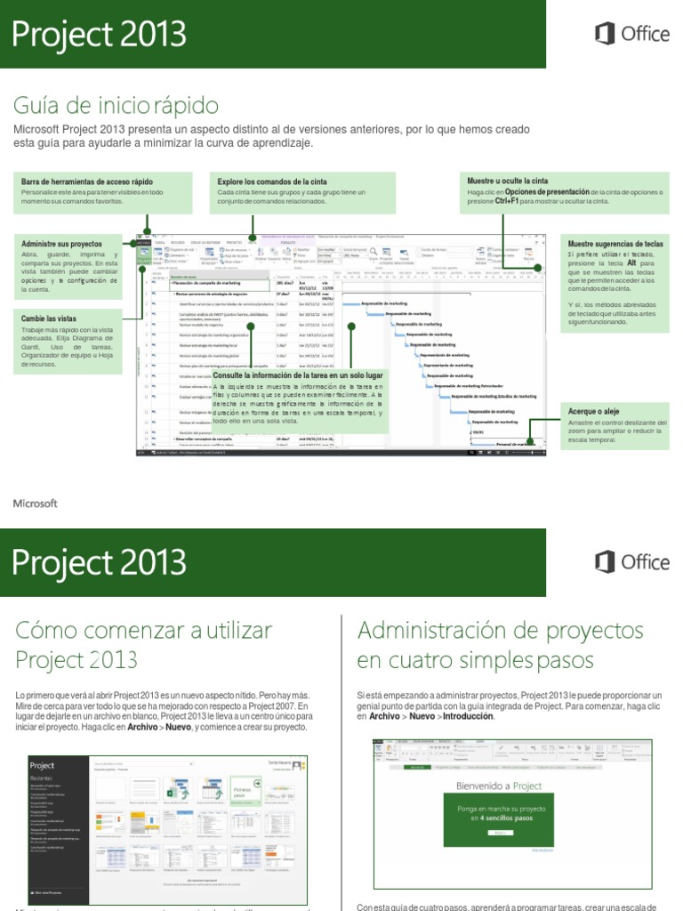 Guía - Inicio Rápido Ms Project 2013 | PDF | Windows 7 | Archivo de computadora