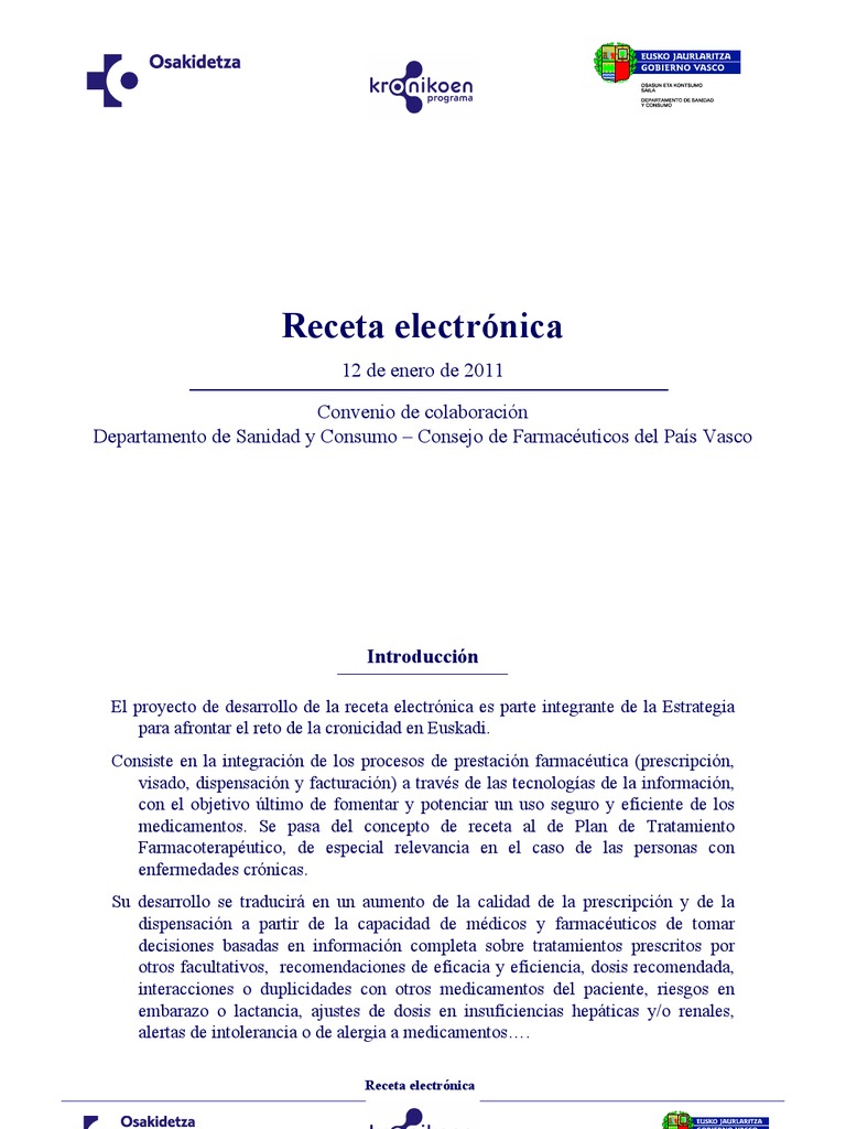 Implantación de Receta Electrónica en Euskadi | PDF | Farmacia ...