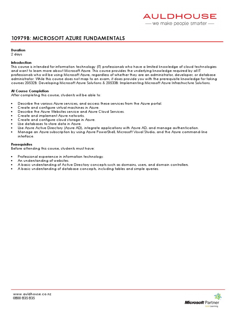 Microsoft Azure Fundamentals Course Guide | PDF | Microsoft Azure ...