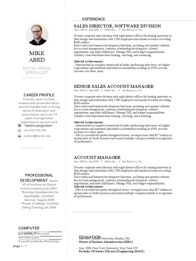 Mike Abed: Sales Director, Software Division | PDF | Sales | Mentorship