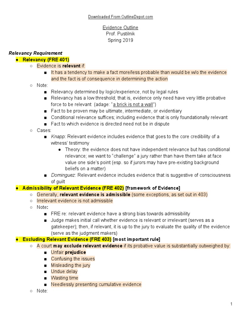 Relevancy (FRE 401) | PDF | Witness Impeachment | Federal Rules Of Evidence