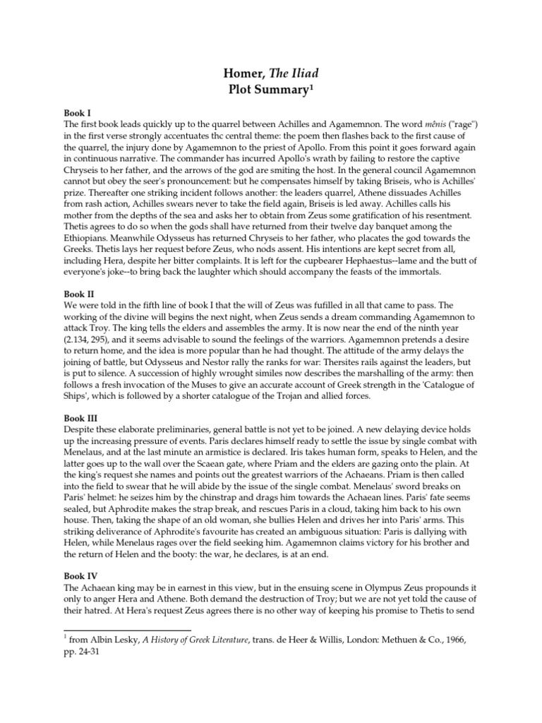 Homer, The Iliad Plot Summary: Book I | PDF | Hector | Achilles