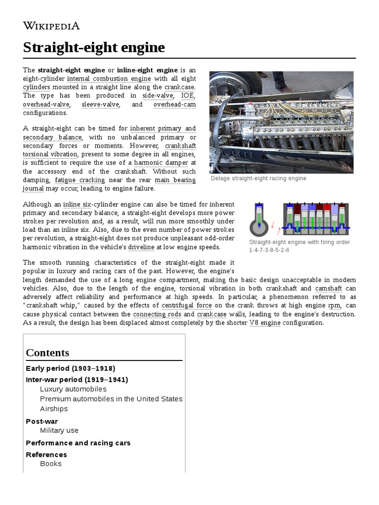 Straight-Eight Engine: Early Period (1903-1918) Inter-War Period (1919 ...