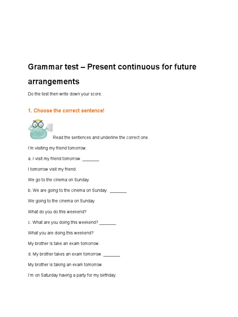 Present Continuous Future Arrangements Test | PDF