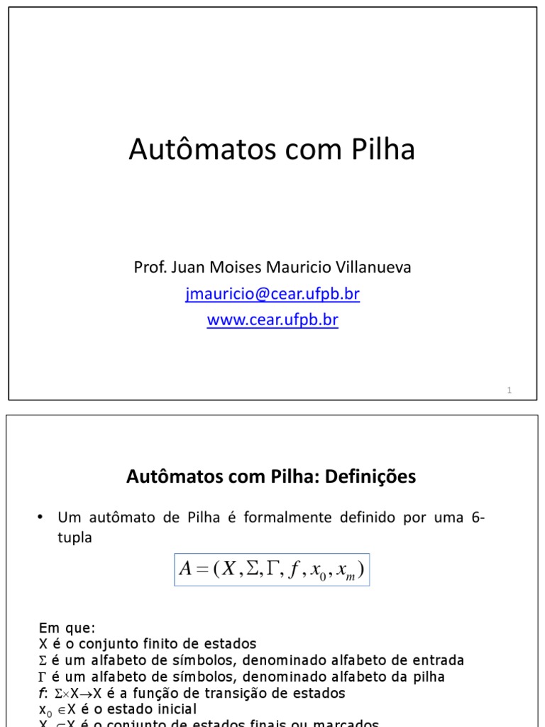 Aula 4c Autômato Com Pilha | PDF | Modelos de computação | Teoria da ...