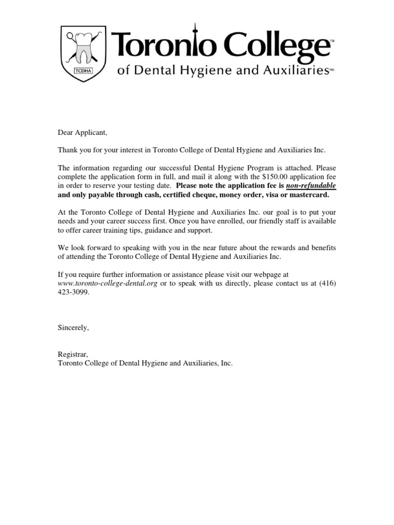 TCDHA Admission and Exam Details | PDF | Dental Hygienist | University ...