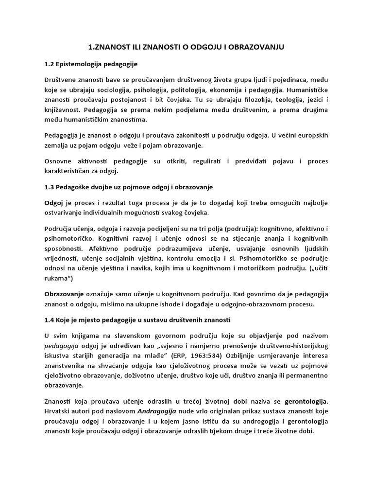 Pedagogija Skripta Pedagogija Za Učitelje I Nastavnike Pdf
