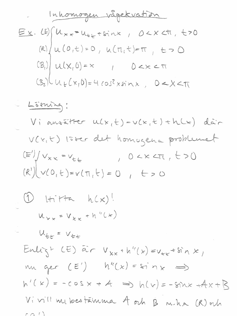 Inhomogen Vågekvation Exempel | PDF