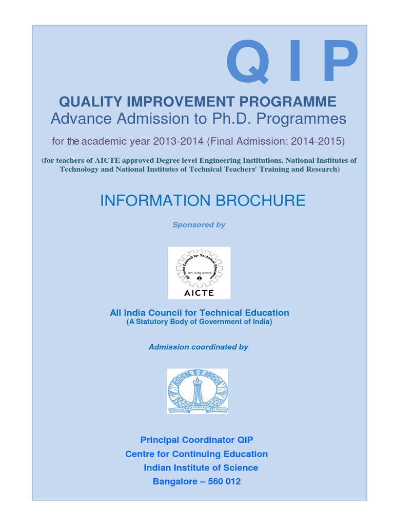 Qip Brochure PHD | PDF | Doctor Of Philosophy | Engineering
