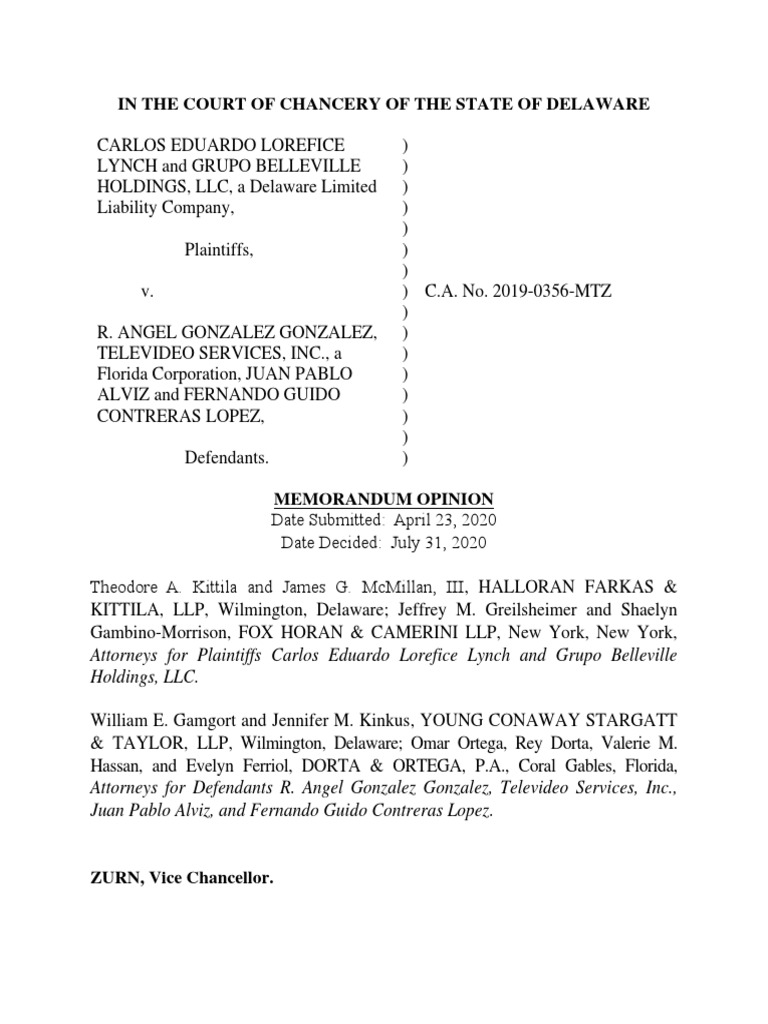 Lorefice Lynch / González Gonzalez 2019-0356 Post Trial Memo Op - Final | PDF | Declaratory ...