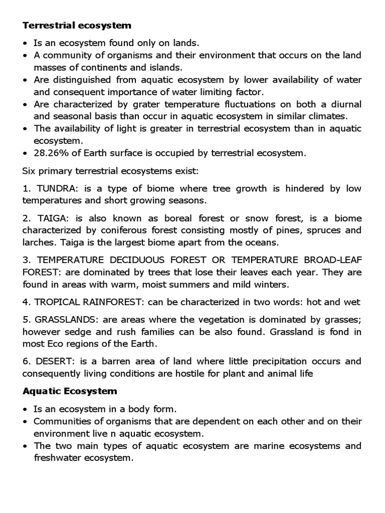 Types Of Terrestrial Ecosystem