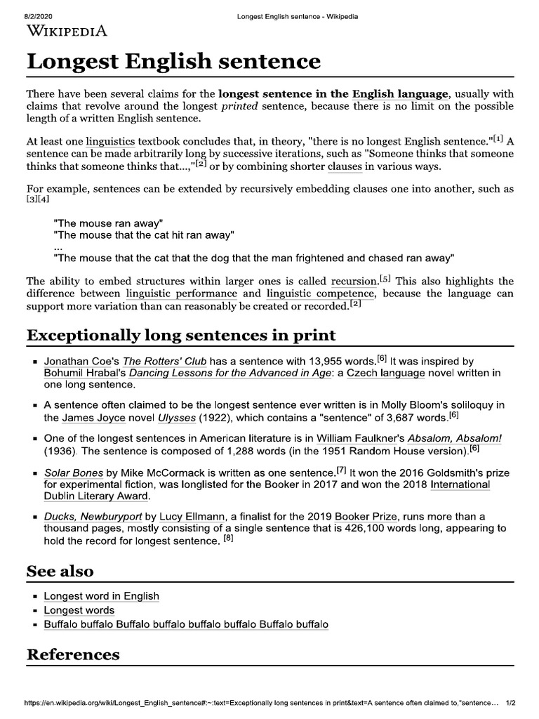 Longest English Sentence PDF | PDF