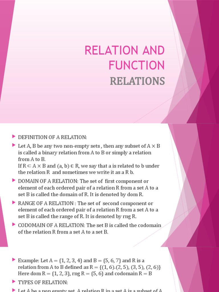 Relation And Function Relations Pdf Set Mathematics Function 8429