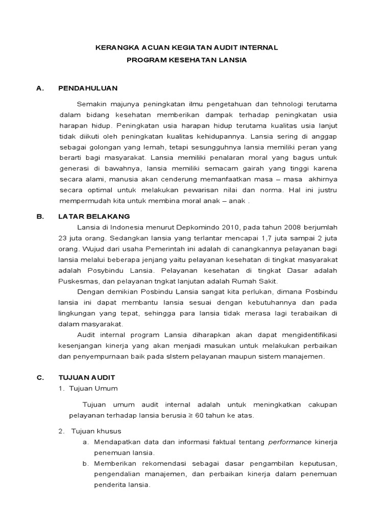 KAK Audit Lansia | PDF