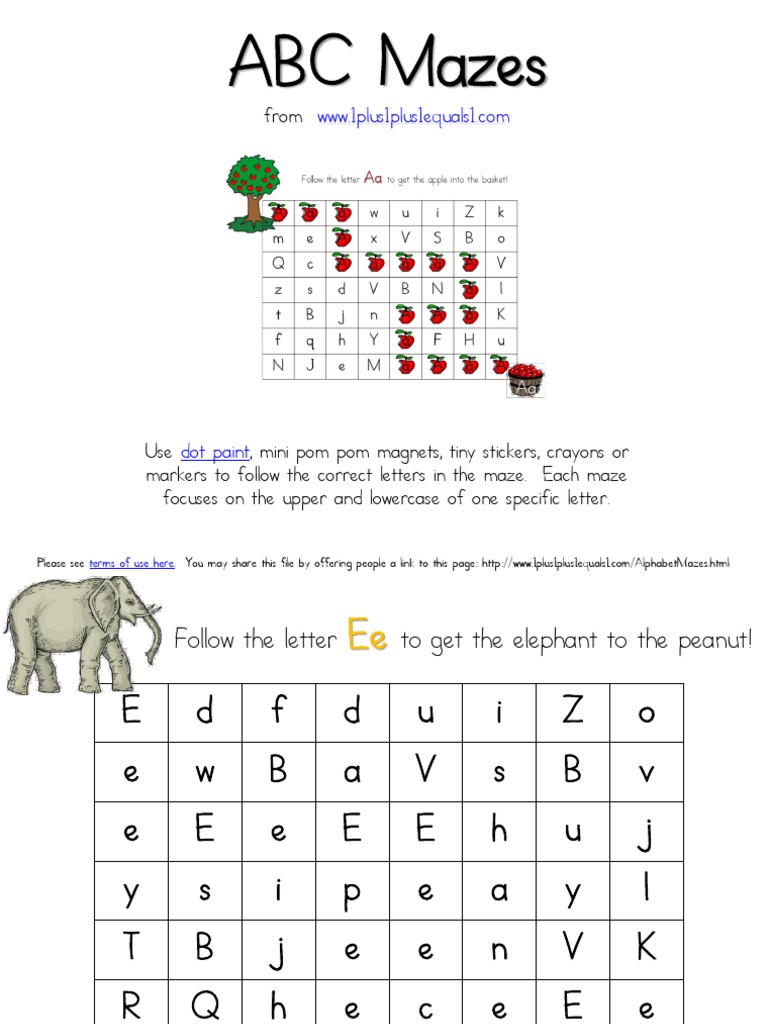 Letter Mazes Printable Ee PDF | PDF