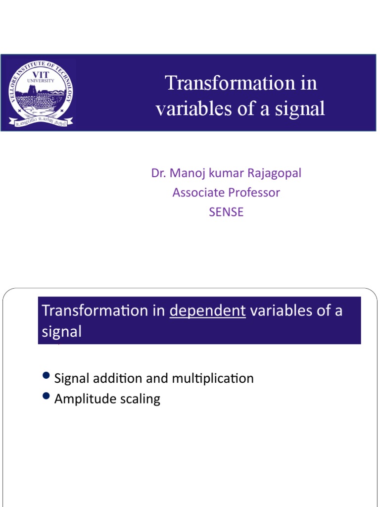L05 - Transformation in Variables of A Signal | PDF | Multiplication ...