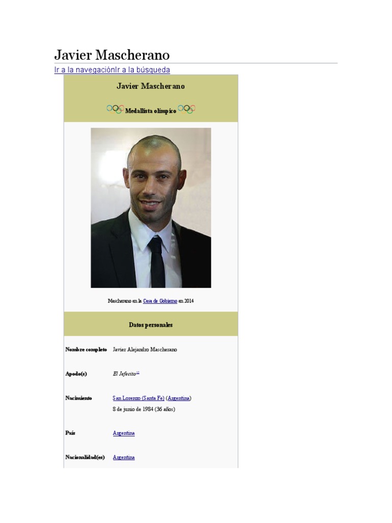 Biografia Javier Mascherano | PDF | FC Barcelona | Asociación de Futbol