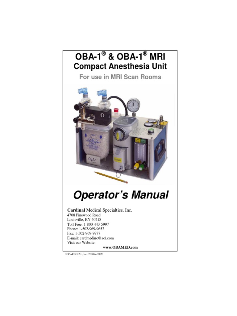 Operators - Manual - OBA - 1 | PDF | Breathing | Anesthesia