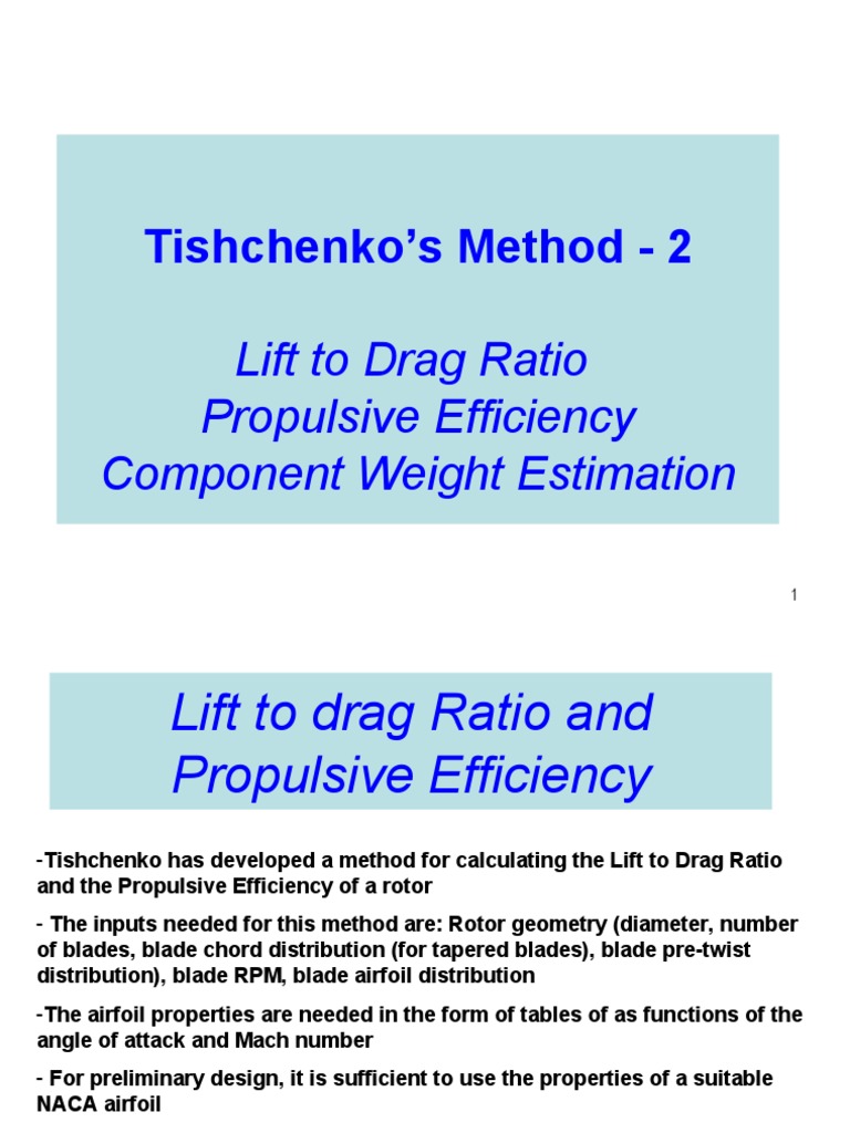 Tishchenko's Method - 2: Lift To Drag Ratio Propulsive Efficiency ...