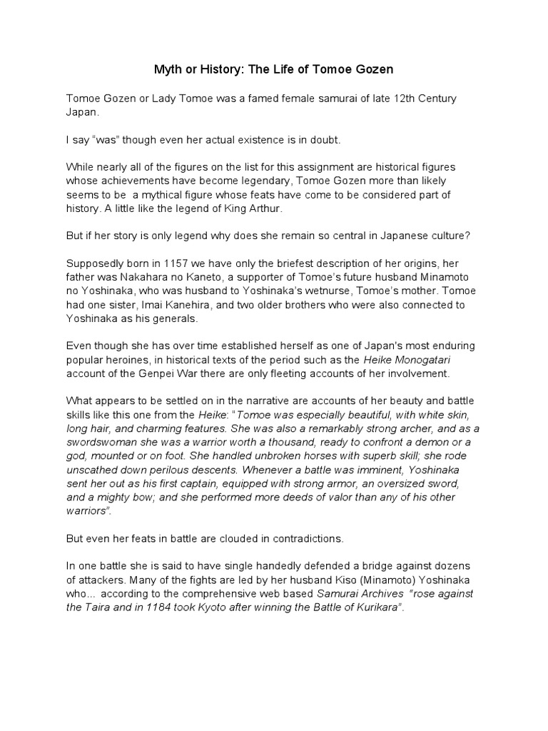 Myth or History - The Life of Tomoe Gozen | PDF | Unrest
