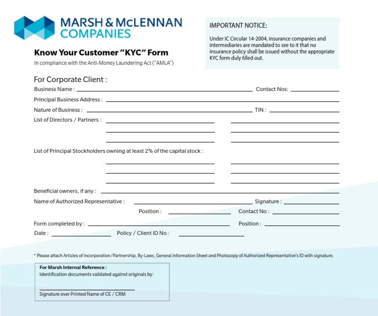 KYC For Corporate Client (Input-Ready) | PDF