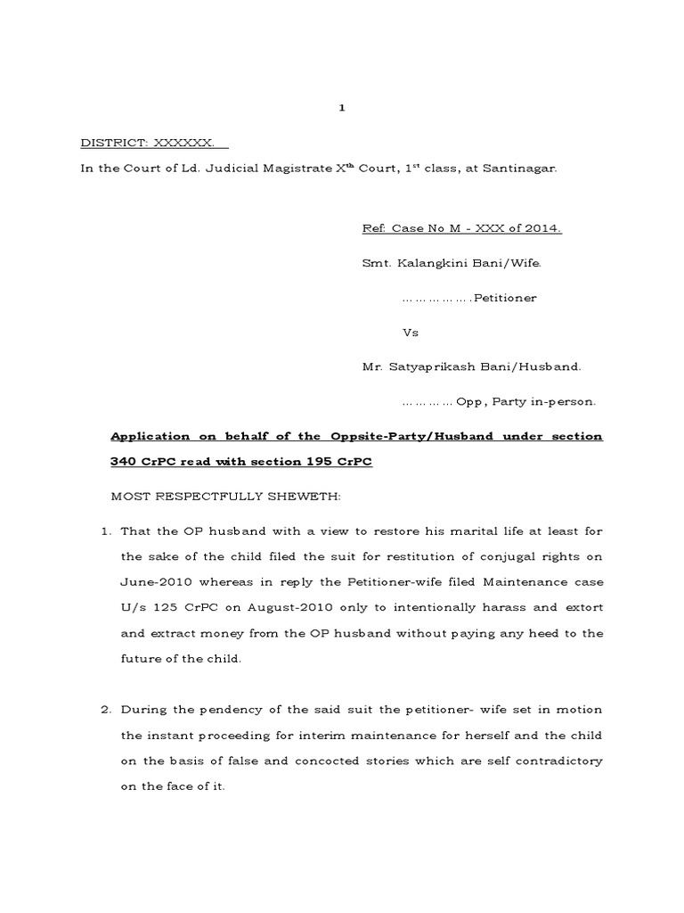 Perjury Application Under Section 340 CrPC | PDF | Perjury | Social ...