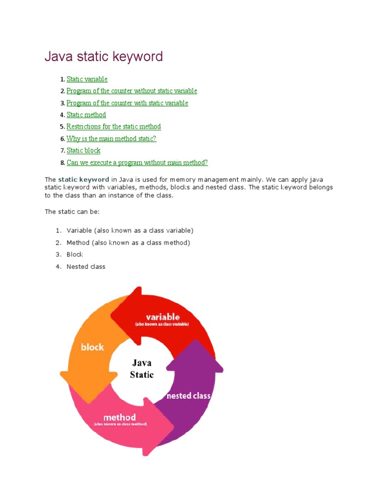 Java Static Keyword Pdf Method Computer Programming Class Computer Programming