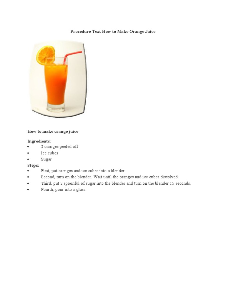 Procedure Text How To Make Orange Juice | PDF