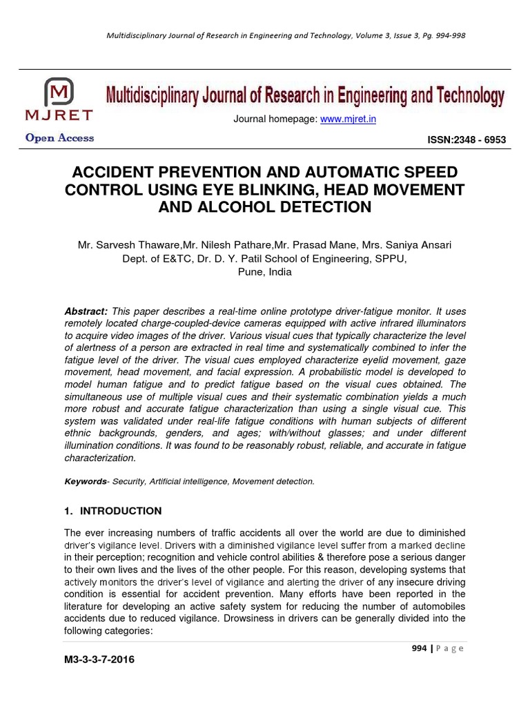 Accident Prevention and Automatic Speed Control Using Eye Blinking ...