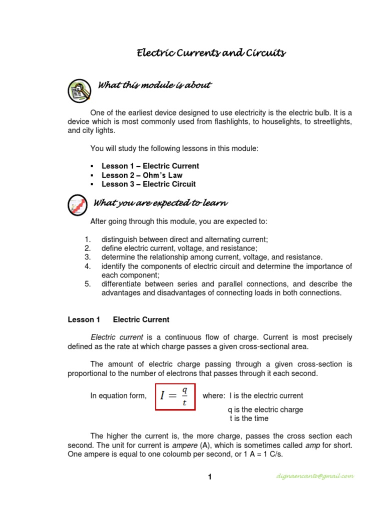 Electric Current and Circuits PDF | PDF | Electrical Resistance And ...