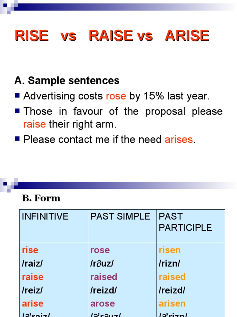 1035RISE Vs RAISE Vs ARISE | PDF | Verb | Taxes