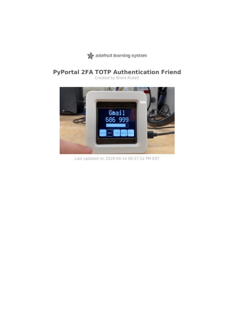 Pyportal 2fa Totp Authentication Friend: Created by Brent Rubell | PDF | Json | Hypertext ...