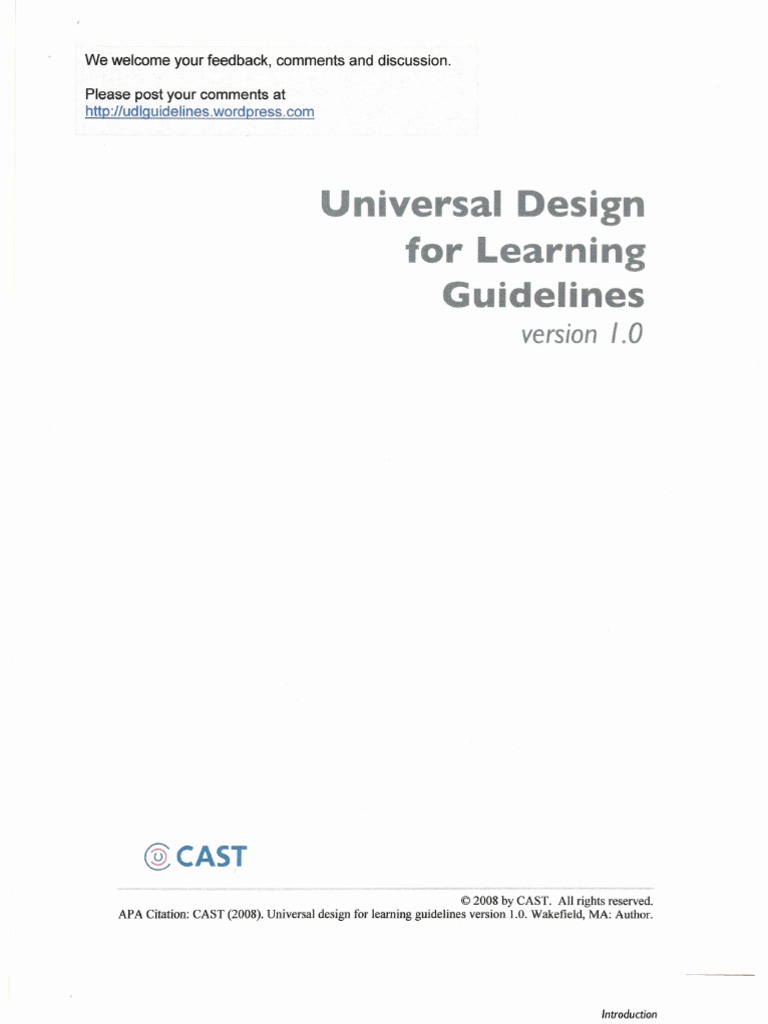 Universal Design For Learning Guidelines: //udlguidelines Wordpress Com ...
