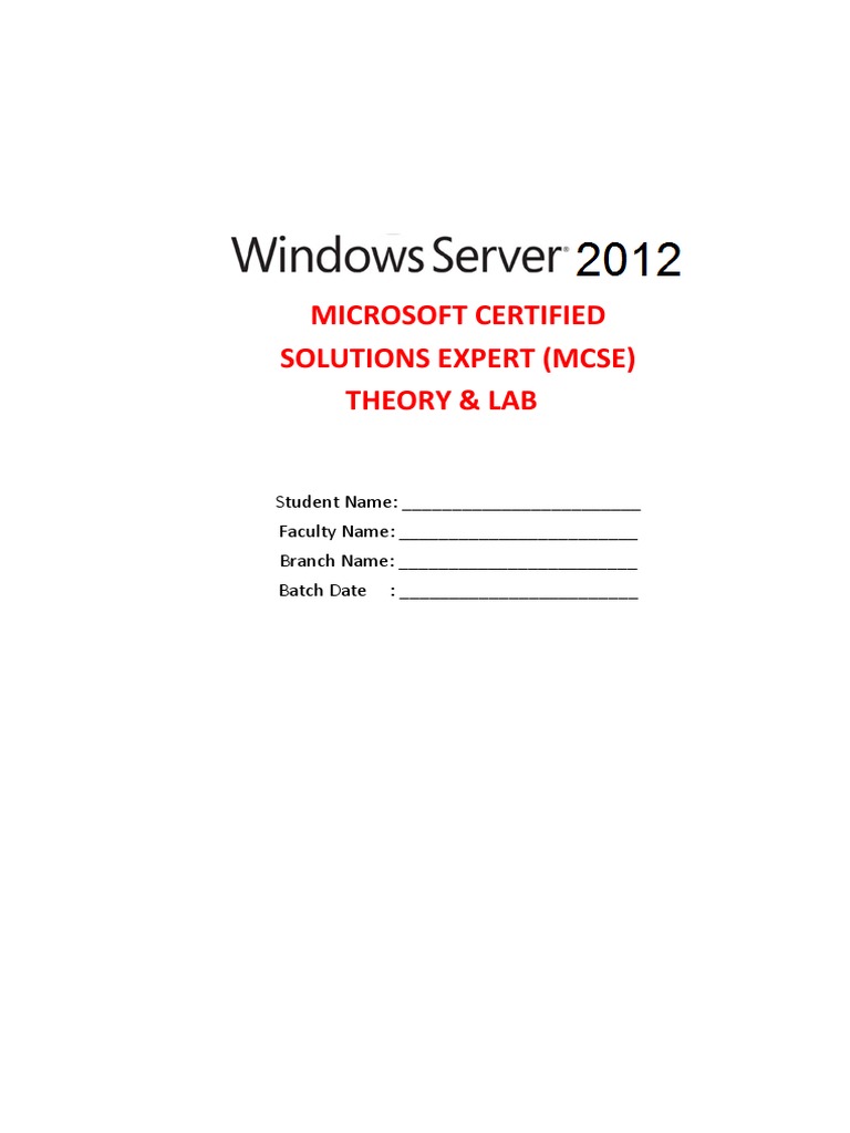 MCSE 2012 Lab Guide PDF | PDF | Group Policy | Active Directory
