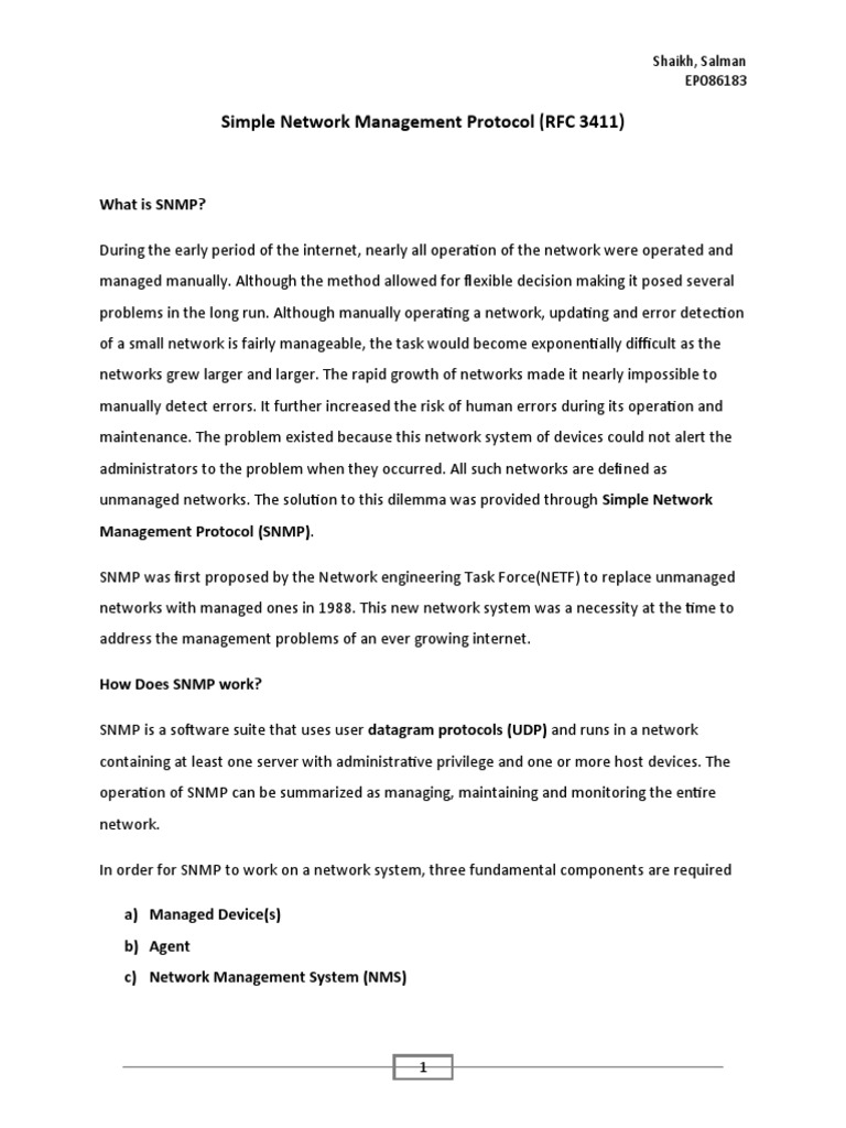Simple Network Management Protocol Pdf Port Computer Networking