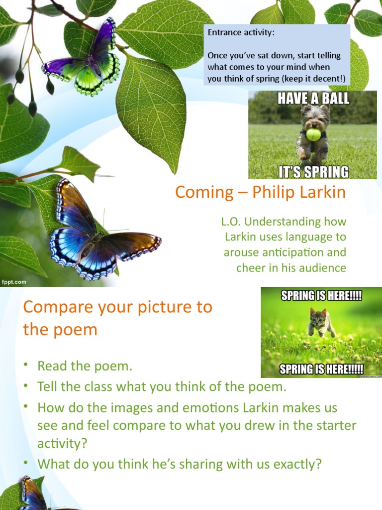 Coming - Philip Larkin: L.O. Understanding How Larkin Uses Language To ...