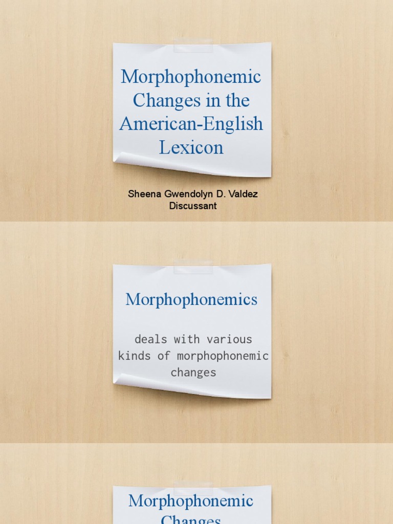 Morphophonemic Changes in The American-English Lexicon: Sheena Gwendolyn D. Valdez Discussant ...