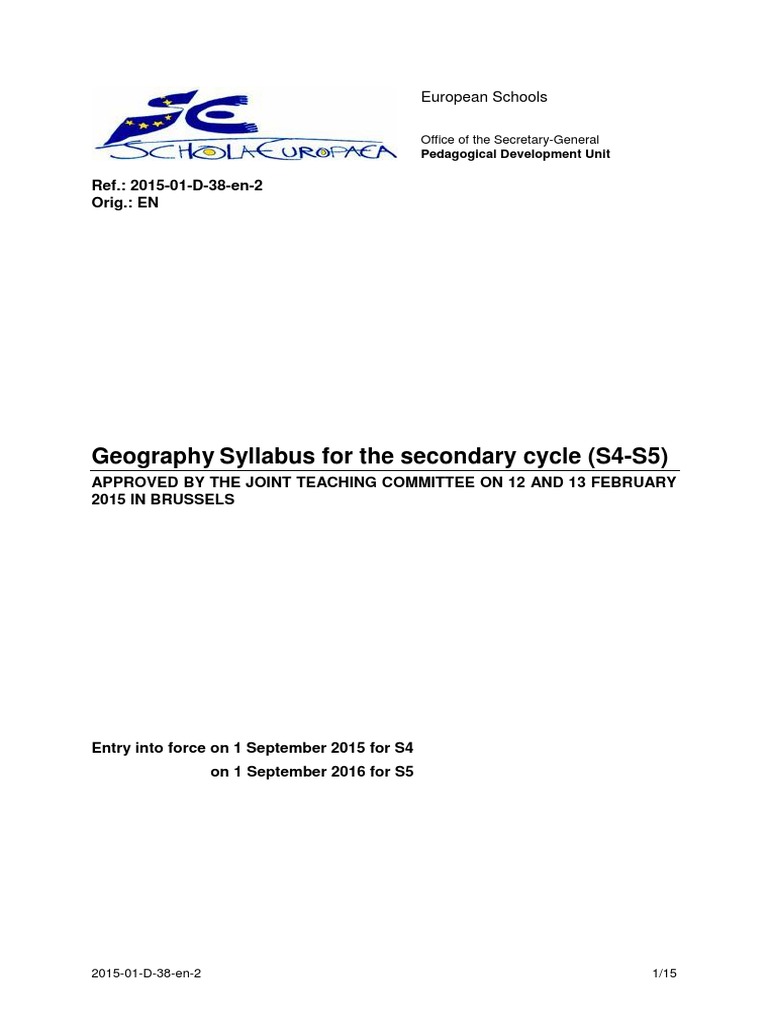 Geography Syllabus for S4-S5 Students | PDF | Plate Tectonics ...
