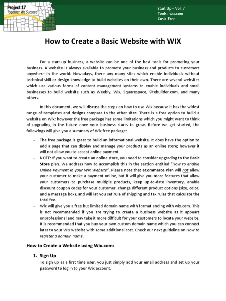 How To Create A Basic Website With WIX: 1. Sign Up | PDF | Websites ...