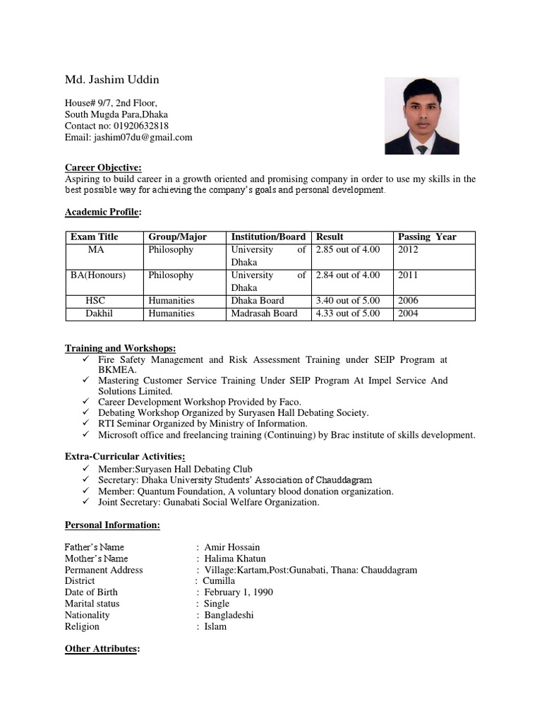 Jashim CV v3 PDF | PDF | Bangladesh | Dhaka
