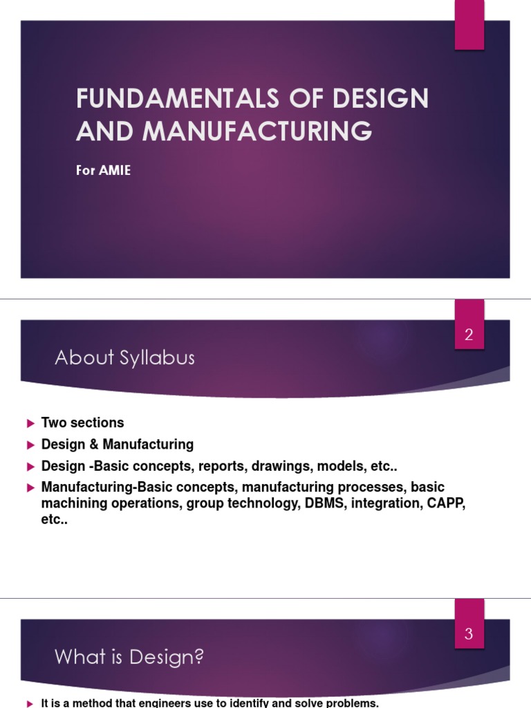 Design and Manufacturing Fundamentals | PDF | Engineering Design ...