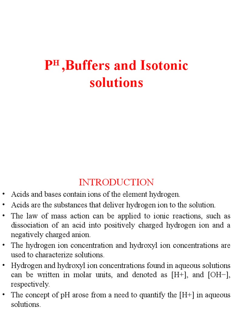 PH, Buffers and Isotonic Solutions | Download Free PDF | Buffer Solution | Ph