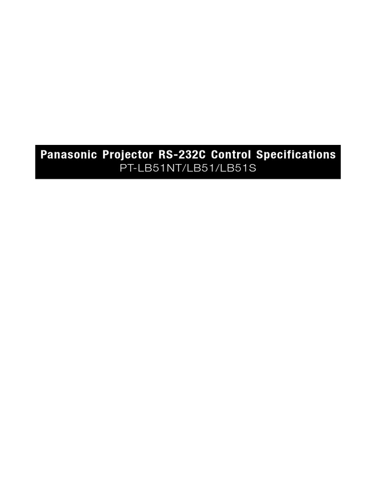 Panasonic Projector RS-232C Control Specifications | PDF | Computer Engineering | Computer ...