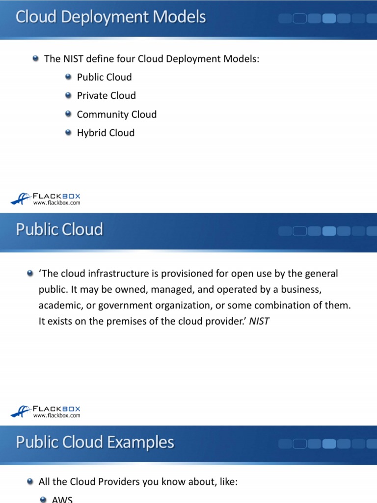 The NIST Define Four Cloud Deployment Models: Public Cloud Private ...