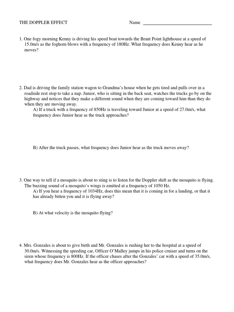 Doppler Effect Problems and Solutions | PDF