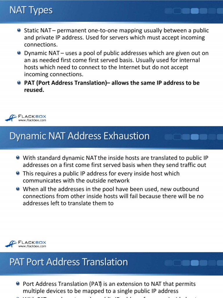 PAT (Port Address Translation) - Allows The Same IP Address To Be ...