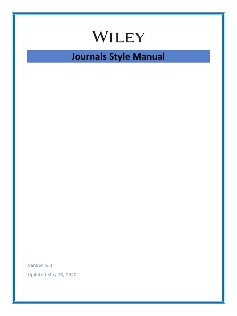 Wiley Journals Style Manual PDF | PDF | Copy Editing | Grammatical Number
